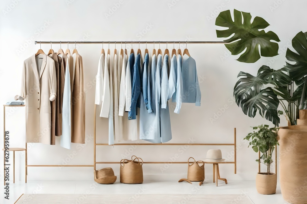 wardrobe with clothes hanging in the hanger background AI GENERATED ...