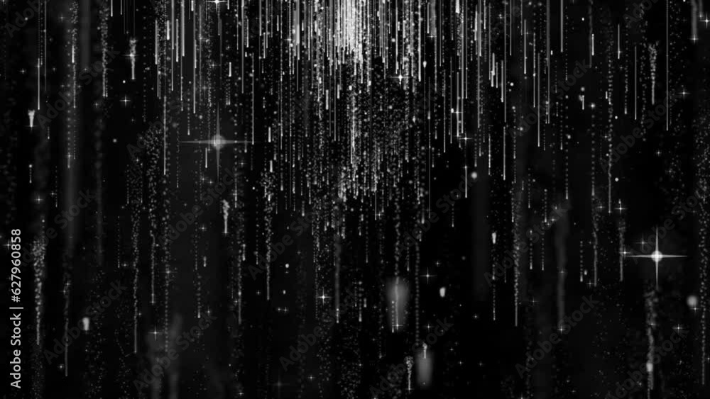 Background with falling glitter particles. Falling colorful confetti with magic light. Beautiful ...