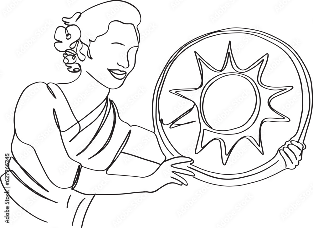 one line continuous sketch drawing cartoon illustration of Rongali Bihu ...