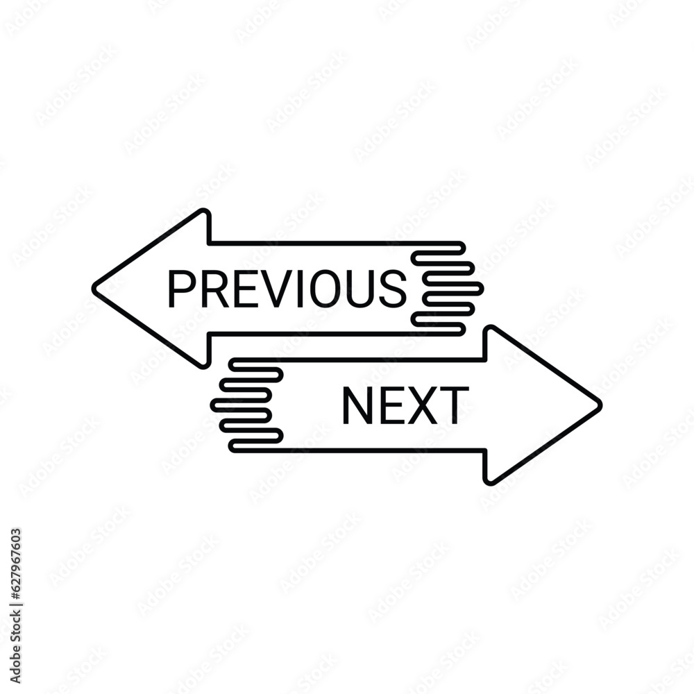 previous and next icon with thin line arrow. concept of easy opening ...