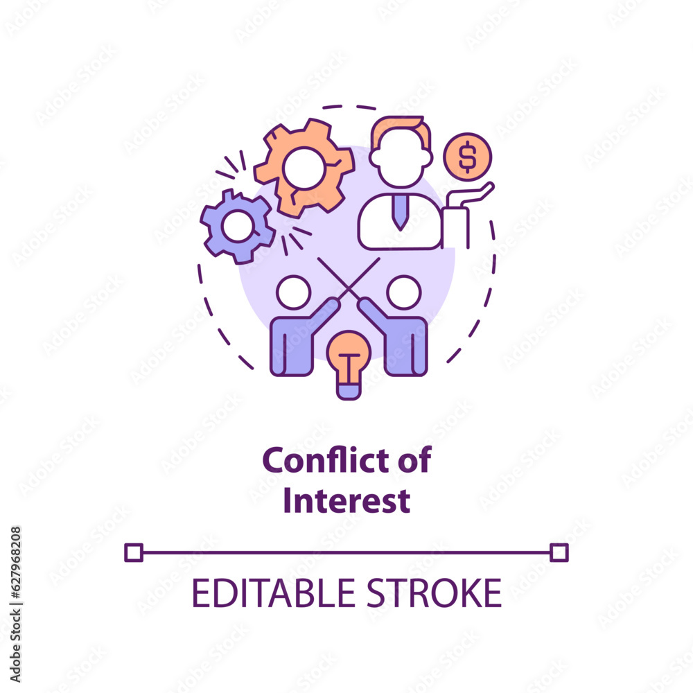 Editable conflict of interest icon concept, isolated vector, lobbying ...