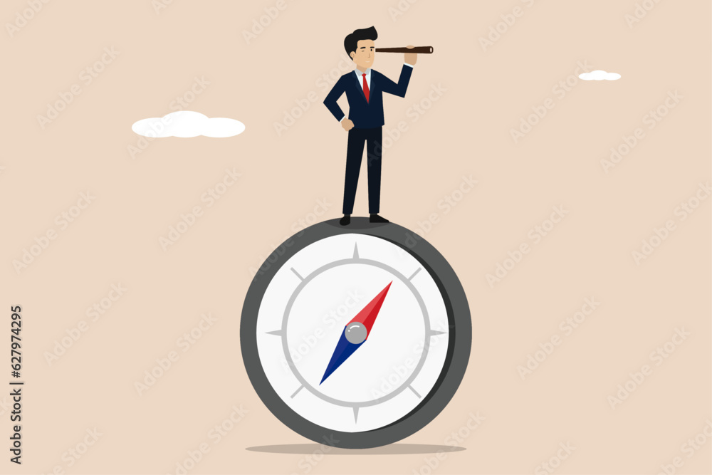 Business direction with visionary leadership, business achievement or ...