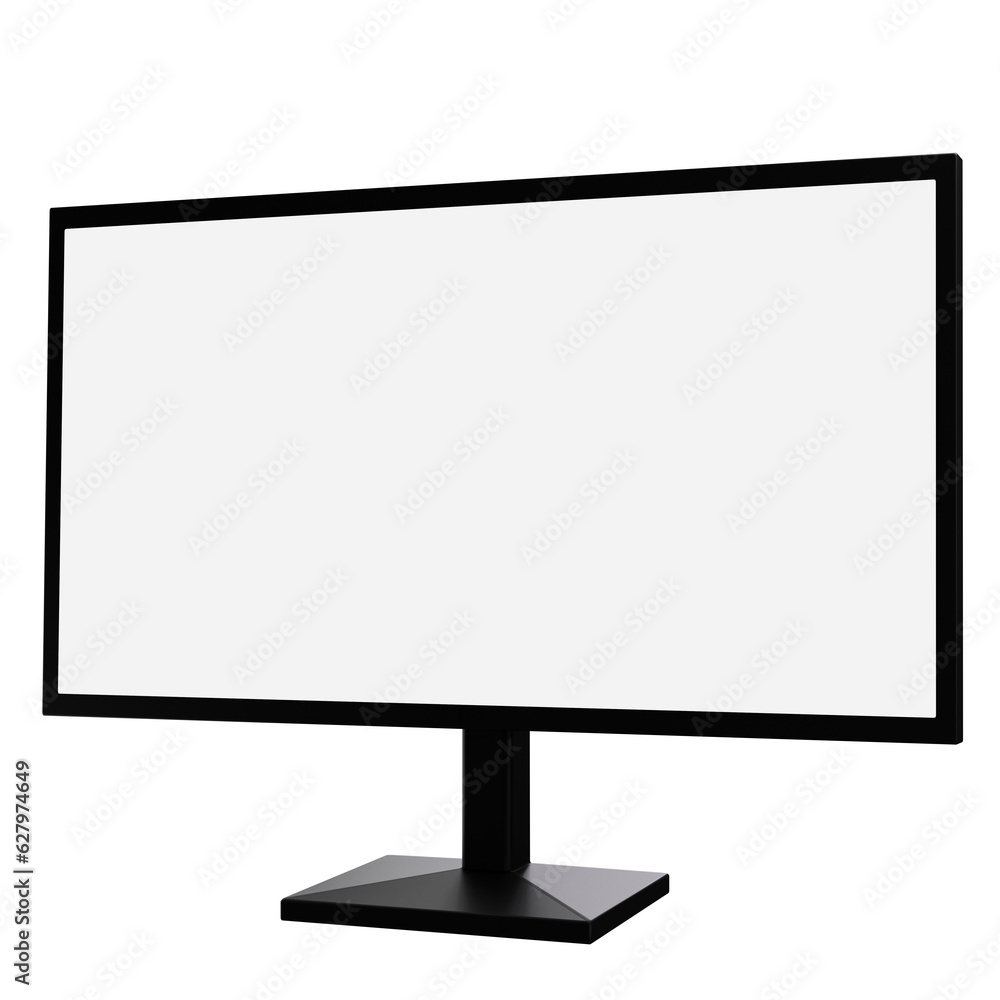 Computer monitor side isolated on white background Monitor with white ...