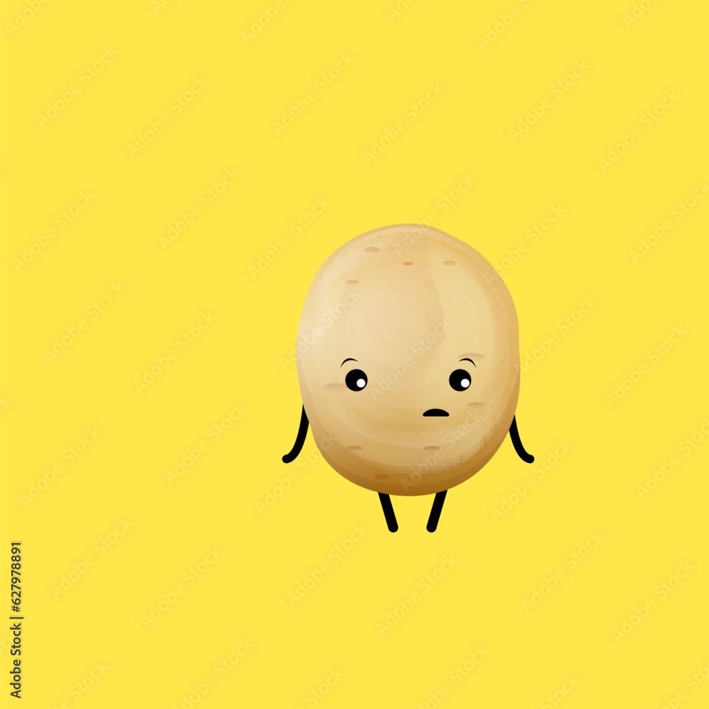 vector funny cartoon cute tiny brown smiling potato character isolated ...