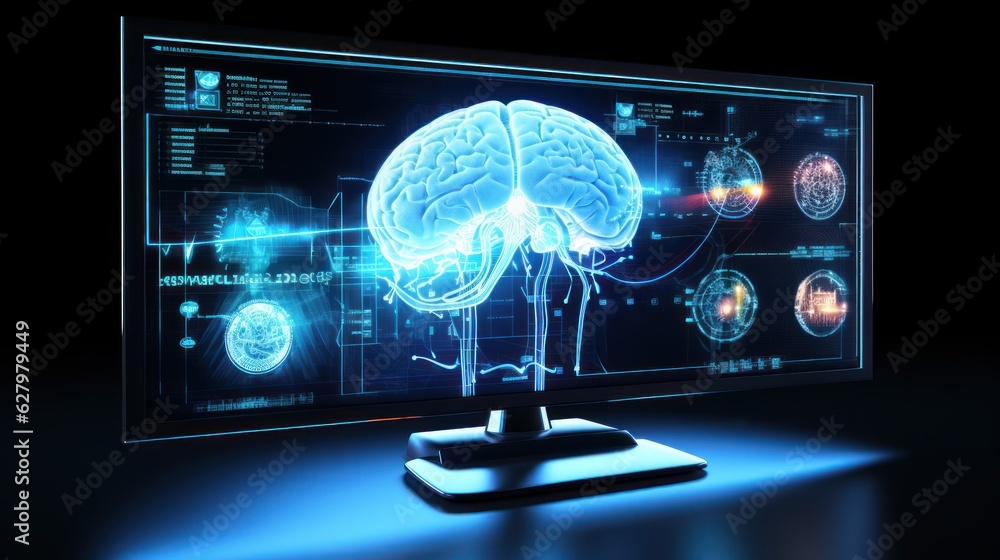 Analyse Patient MRI Scan on Computer Screen, Diagnose Brain, Brain ...