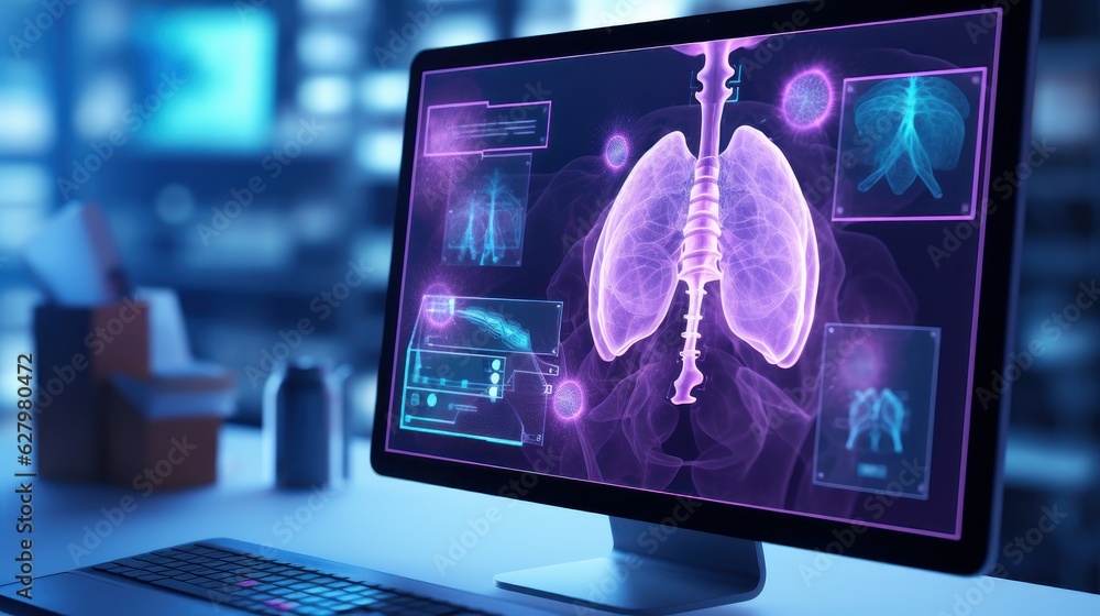 Diagnose Treatment Lungs on Computer Screen, Analyse Patient Lung ...