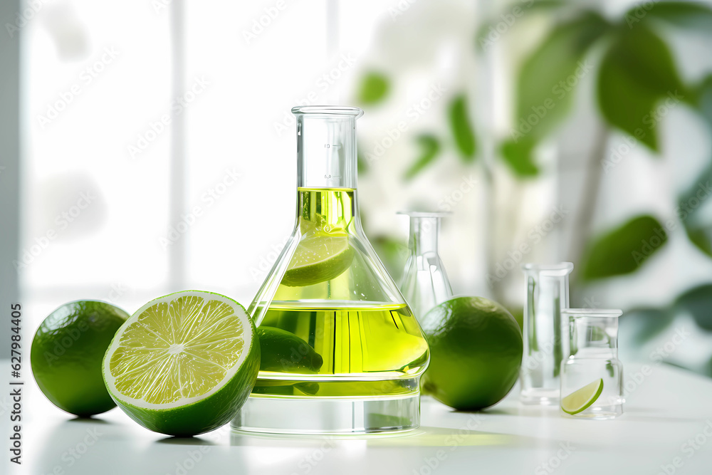Lime in a science lab on a white background with small details. Stock ...