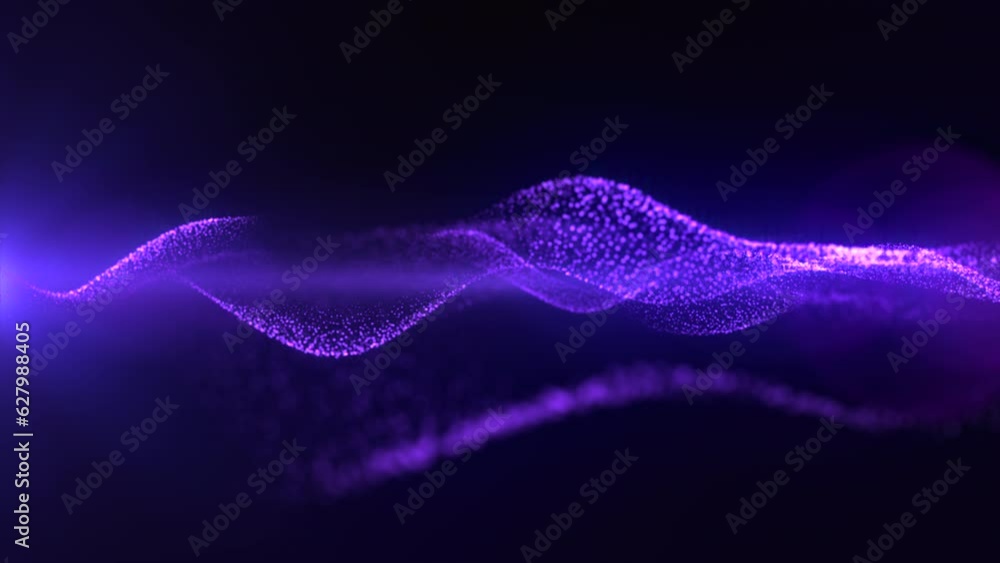 Abstract purple digital waves with light reflections on dark background ...
