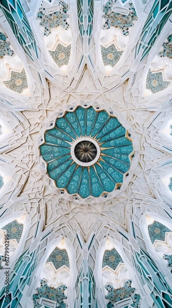 Mosque beautiful interior in white colours background. Traditional ...