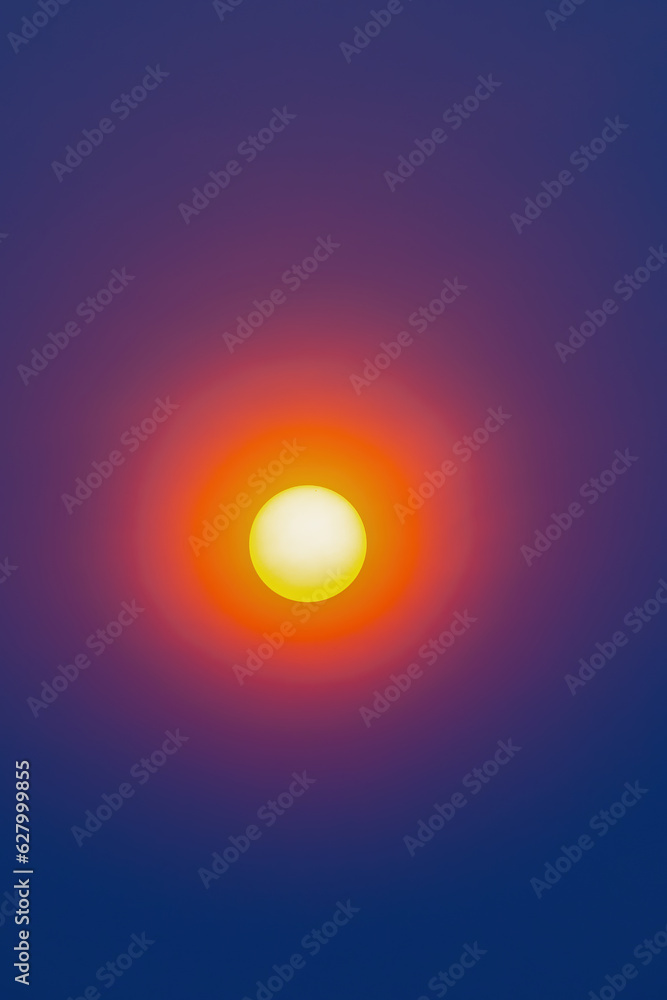 Big red sun in a dark blue sky. The big red sun at sunset background ...
