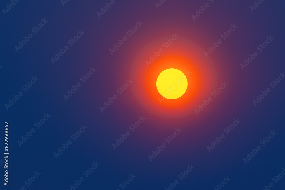 Big red sun in a dark blue sky. The big red sun at sunset background ...