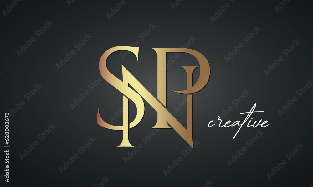 luxury letters SNP golden logo icon premium monogram, creative royal ...