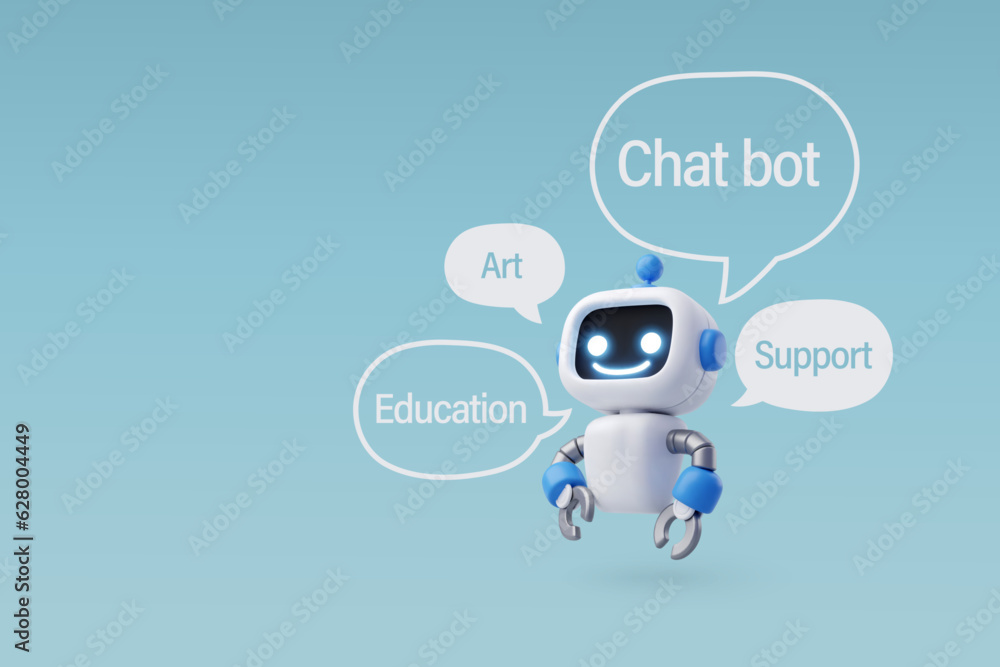 3d Vector Robot chatbot, AI in science and business, Technology and ...