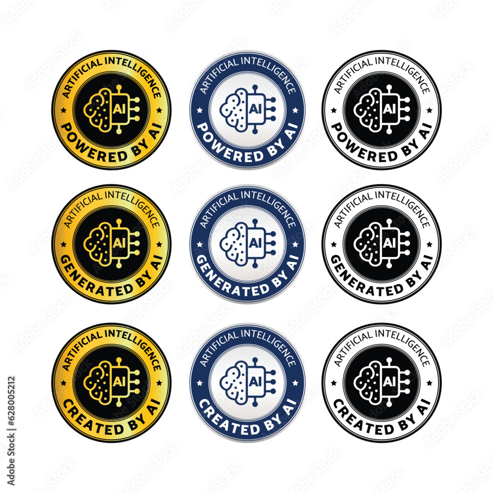 AI Generated with powered by, Created by and generated by, Badge, icon ...