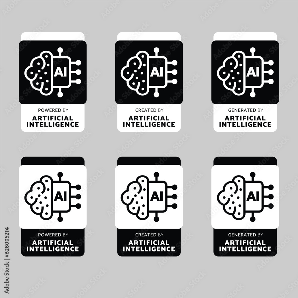 AI Generated with powered by, Created by and generated by, Badge, icon ...