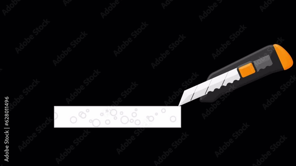 Vidéo Stock A construction knife cuts foam. Animated knife tool. On the ...