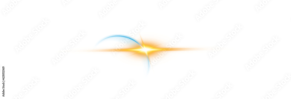 The edge of a golden solar eclipse on transparent background. Golden ...