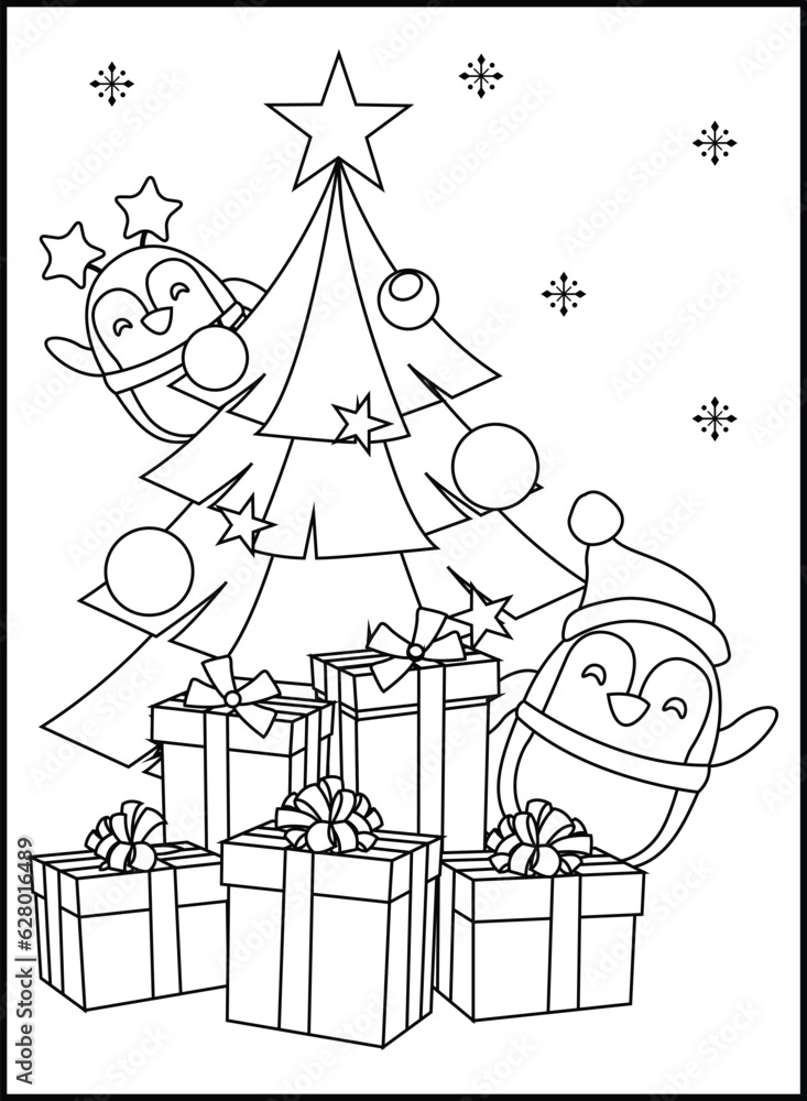Christmas Coloring Pages for Kids and Toddlers Stock Vector | Adobe Stock