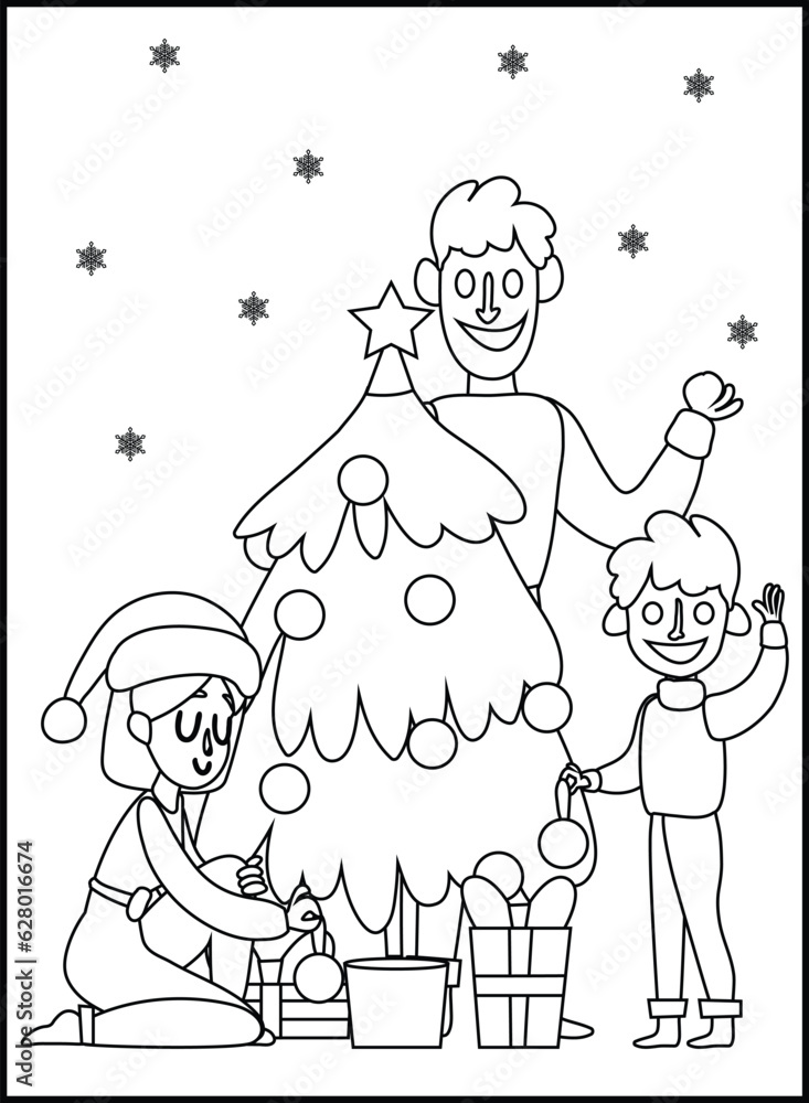 Christmas Coloring Pages for Kids and Toddlers Stock Vector | Adobe Stock