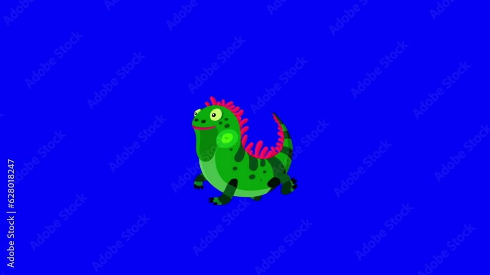 Iguana lizard cartoon animal animation character bluebox. Blinking eyes ...