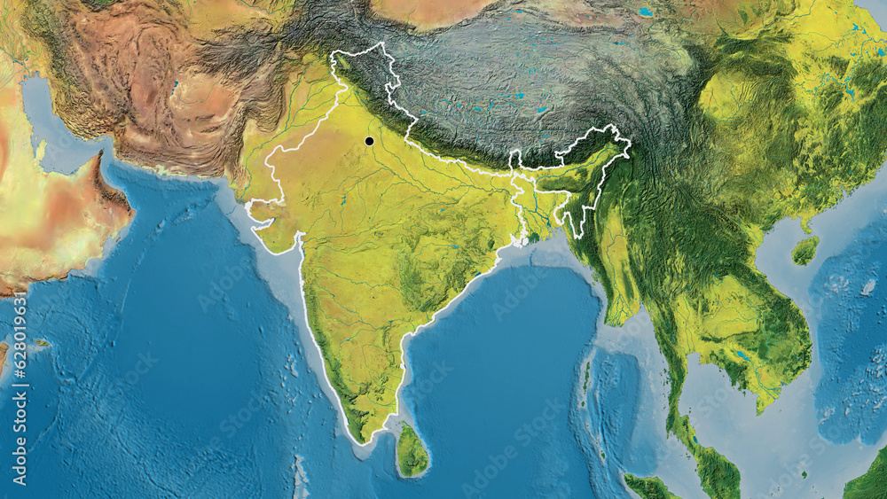 Shape of India. Outlined. Topographic Stock Illustration | Adobe Stock