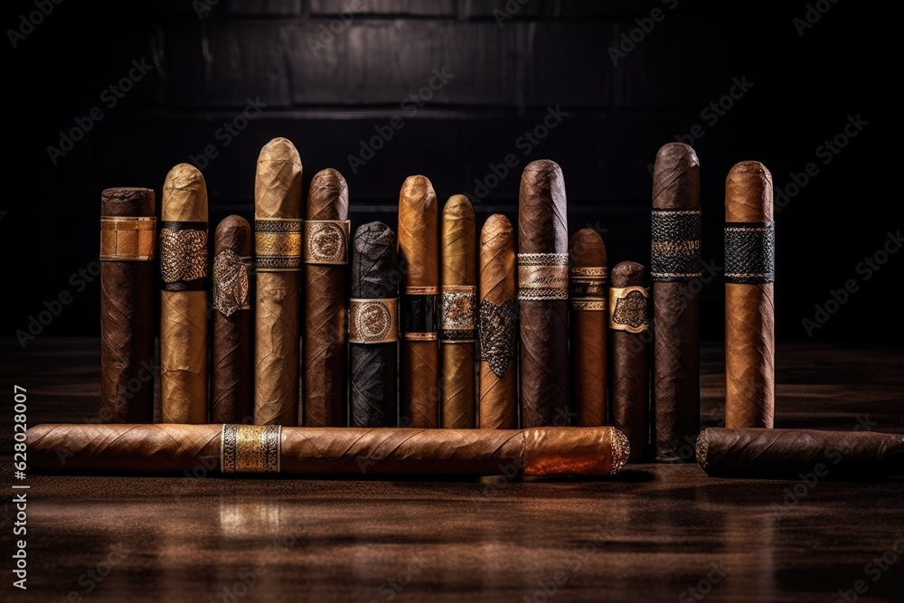 a collection of different cigar shapes and sizes Stock Photo | Adobe Stock