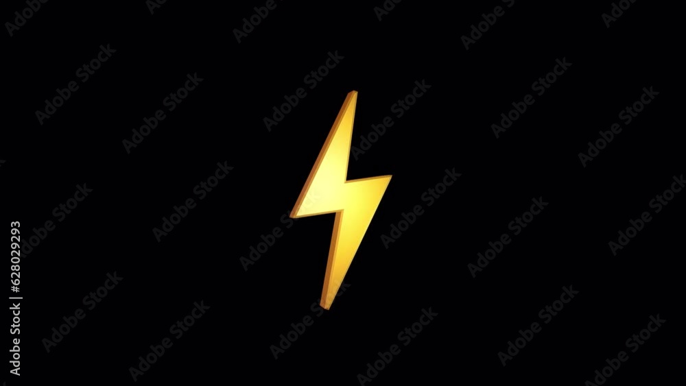 Rotating 3D Lighting Icon on Transparent Background, electric power ...
