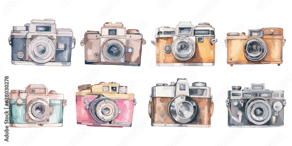 Watercolor Vintage Camera clipart for graphic resources Stock Vector ...