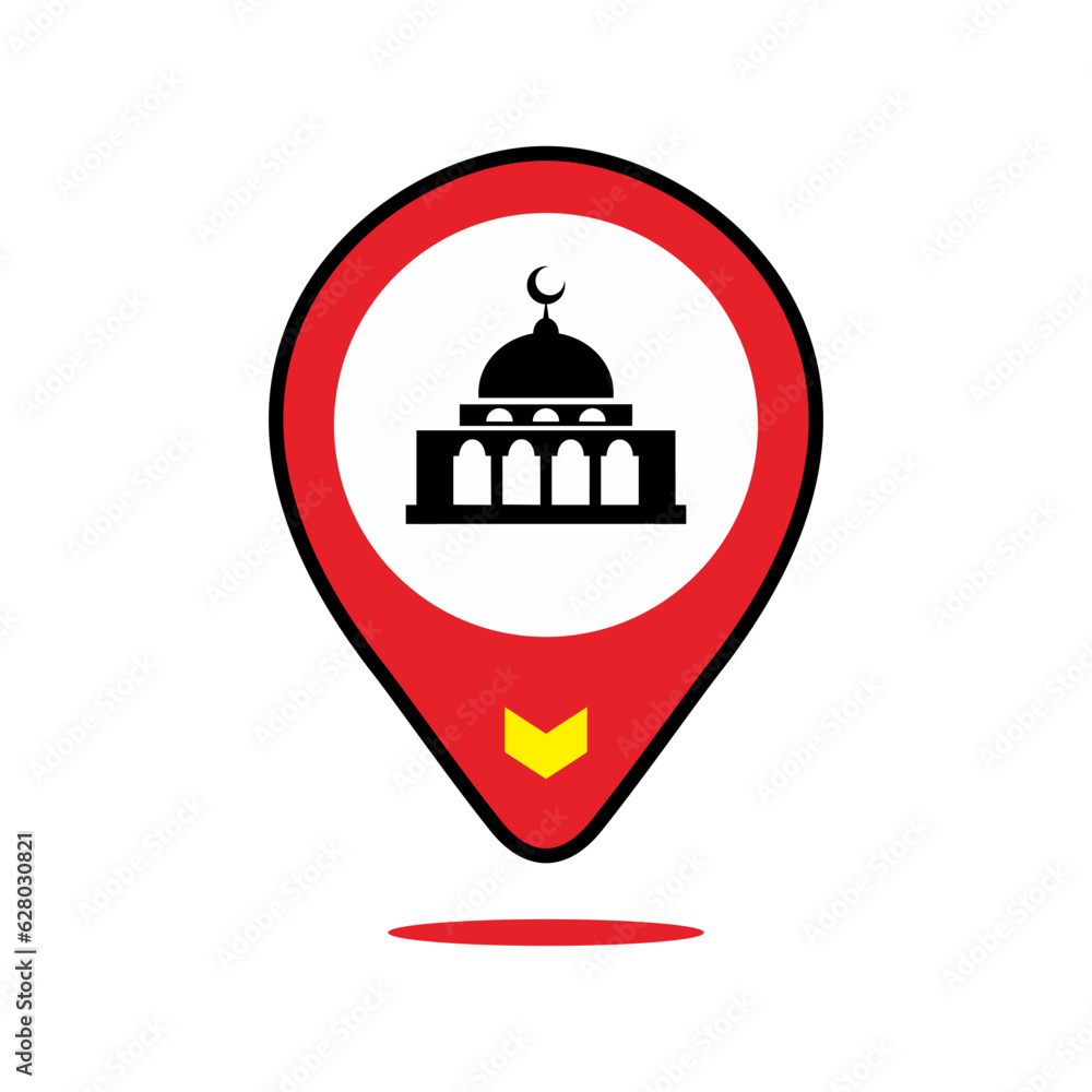 Mosque Pointer Location. Icon Point Loc. Sign Board Mosque template ...