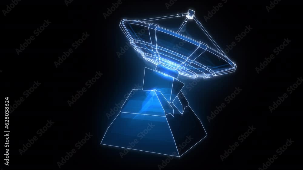 3D wireframe mesh of a satellite antenna tracking system on a ...