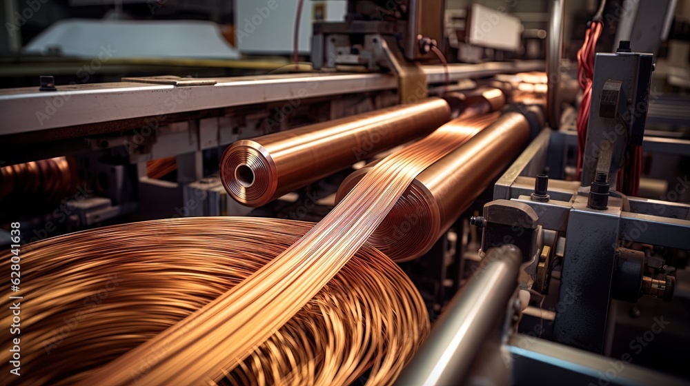 Manufacturing process of copper wires and cables. Generative AI Stock ...