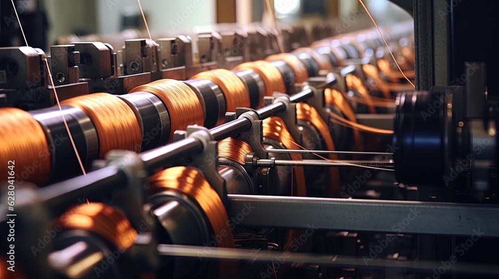 Manufacturing process of copper wires and cables. Generative AI Stock ...