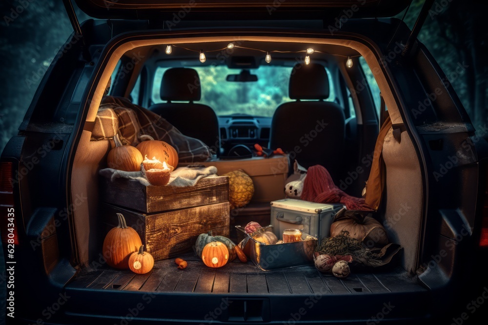 Spooky Halloween Car Trunk: Open Trunk Full of Halloween Items ...