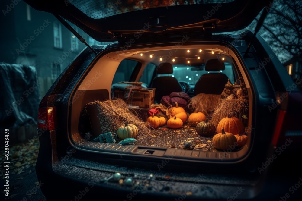 Spooky Halloween Car Trunk: Open Trunk Full of Halloween Items ...