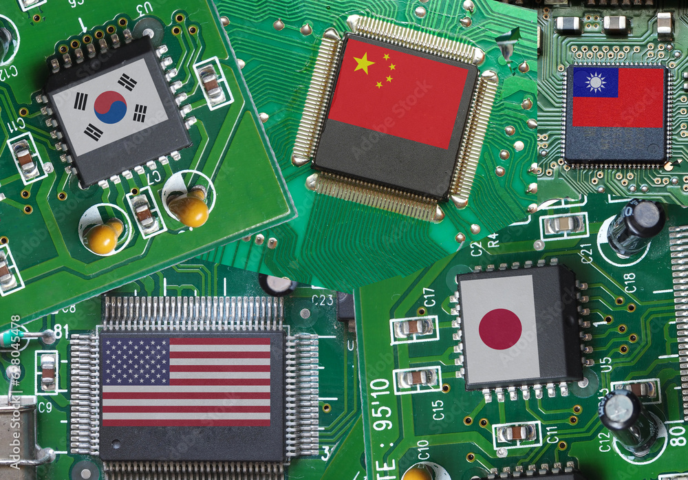Countries producing the most semiconductor chips in the World. Flags of ...