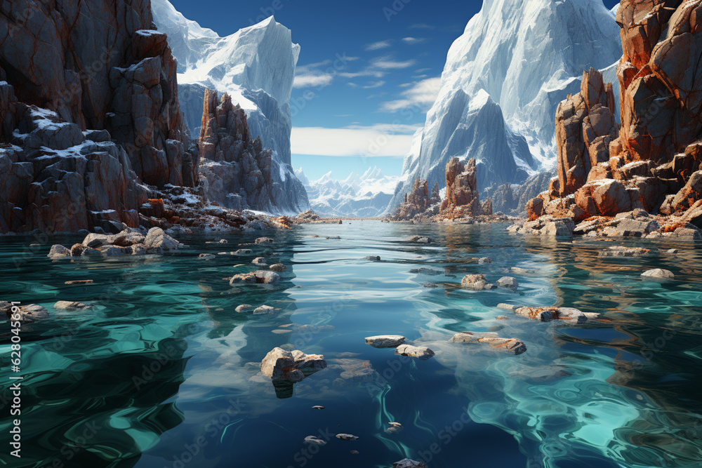 An iceberg with a striking arch-shaped formation, resembling a natural ...