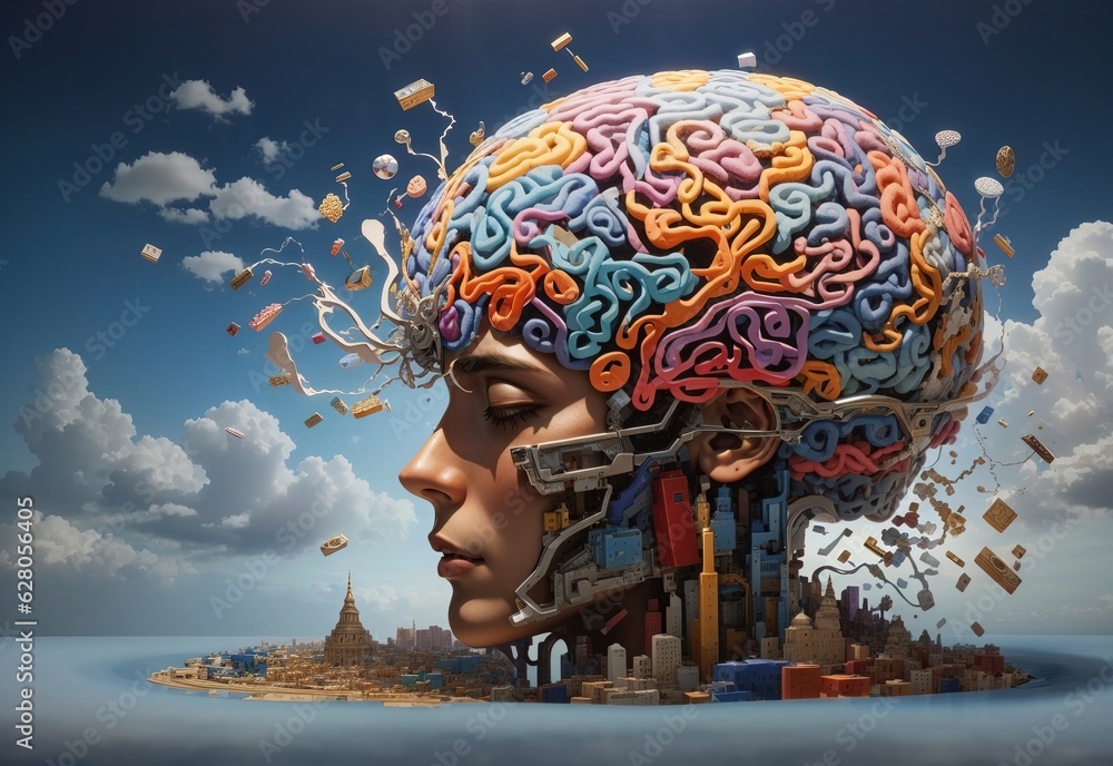 Overthinking, mental health, brain thinking Stock Illustration | Adobe ...