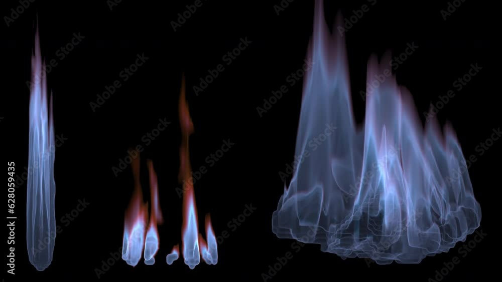 Different types of flames on a transparent background. Fire, flame ...