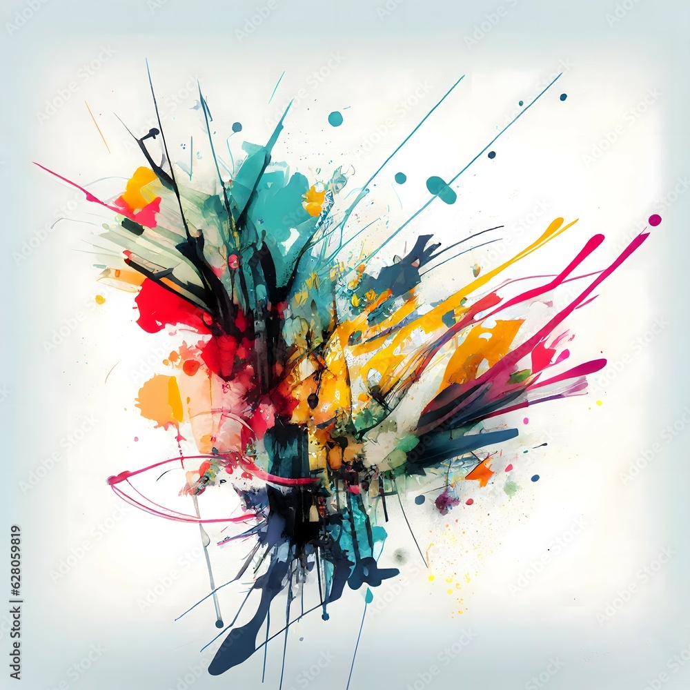 abstract watercolor digital drawing, combination of vector graphics and ...