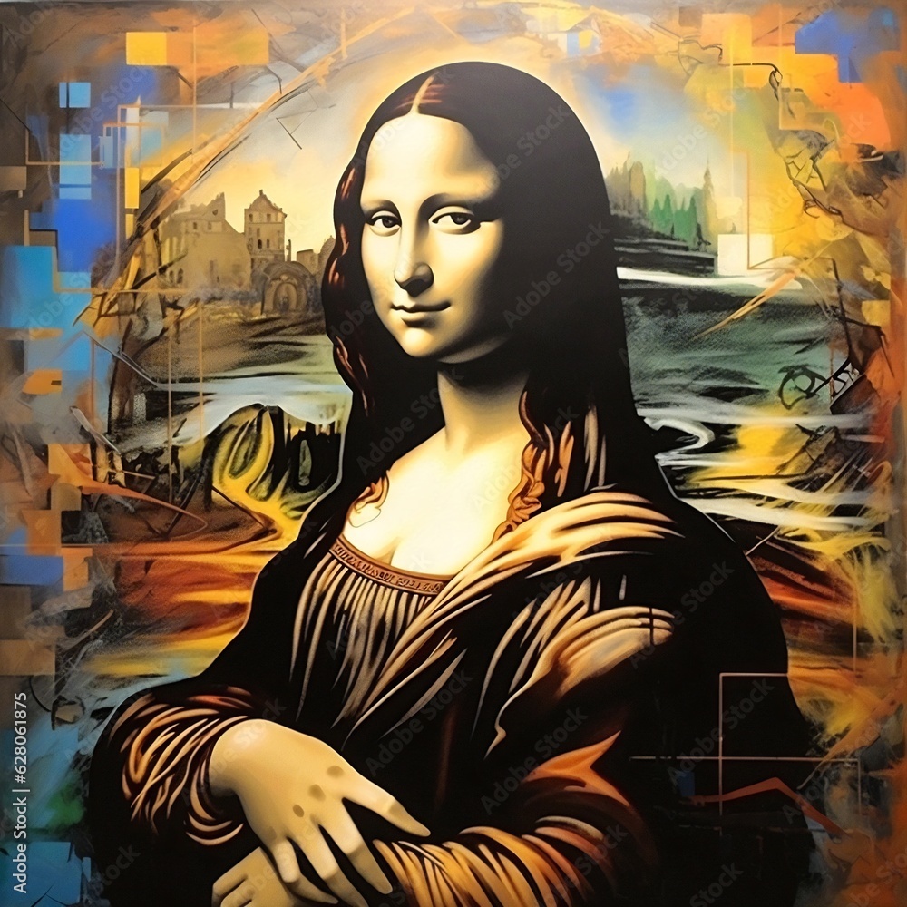 Generative AI : Mona Lisa Unveiled: Abstract Beauty on Wall Stock ...