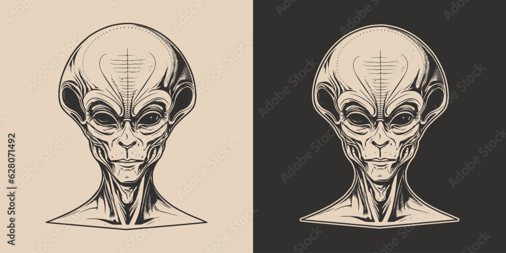 Vintage retro cartoon comics alien ufo creature humanoid person ...
