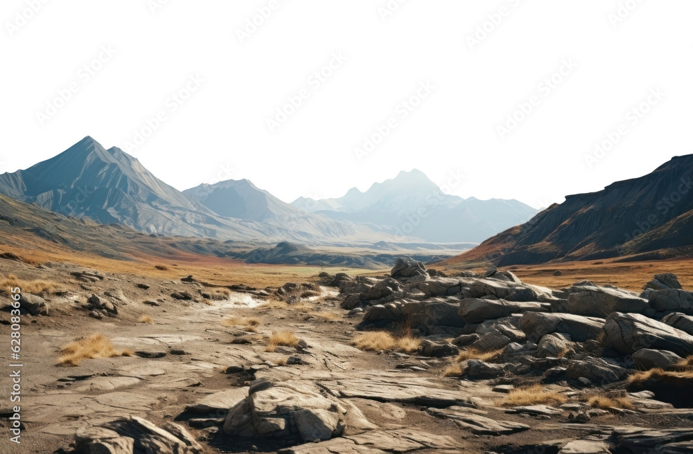 arid dry desert landscape. transparent PNG. Desert landscape. rocky ...