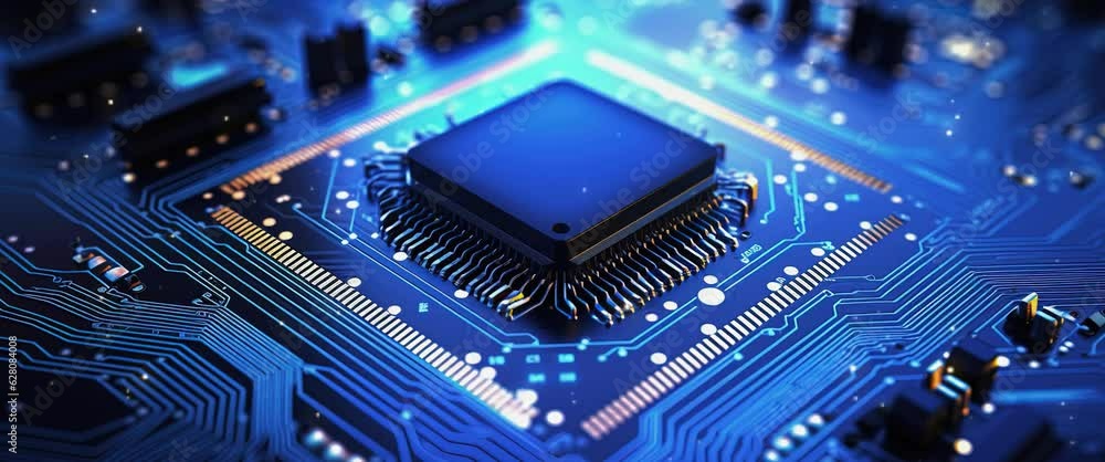 Futuristic Technology Background. Computer CPU circuit board data storage operation chip. Stock ...
