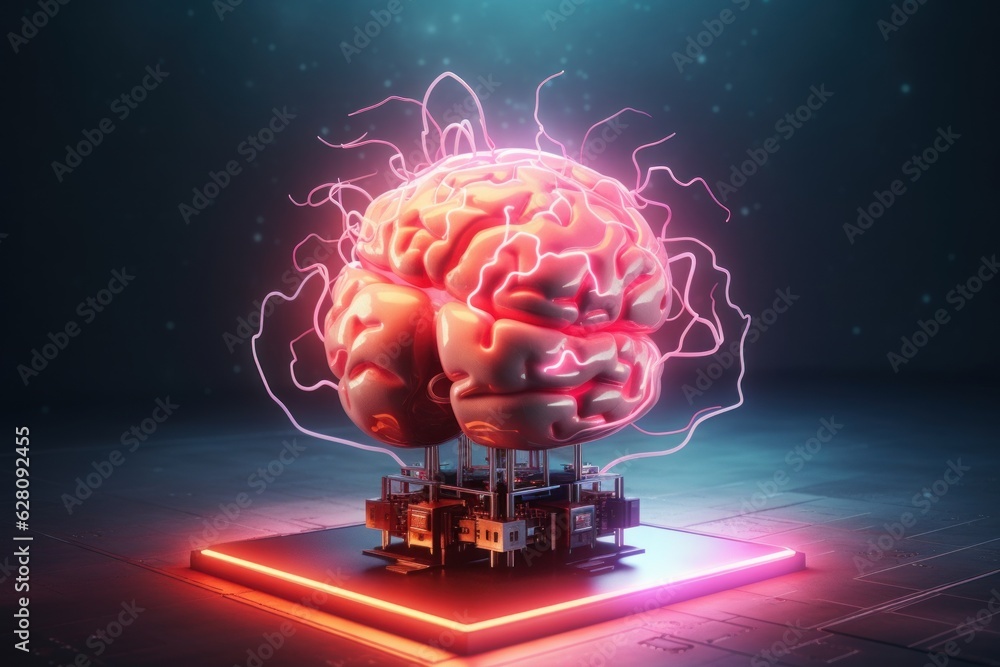 Illustration of a computer-generated image of a human brain, showcasing ...