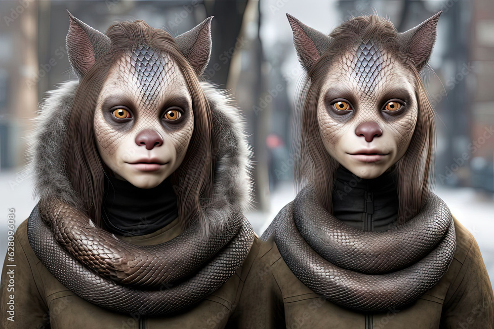 Snake Human Hybrid anthropomorphic animal girl. girl with the scales of ...