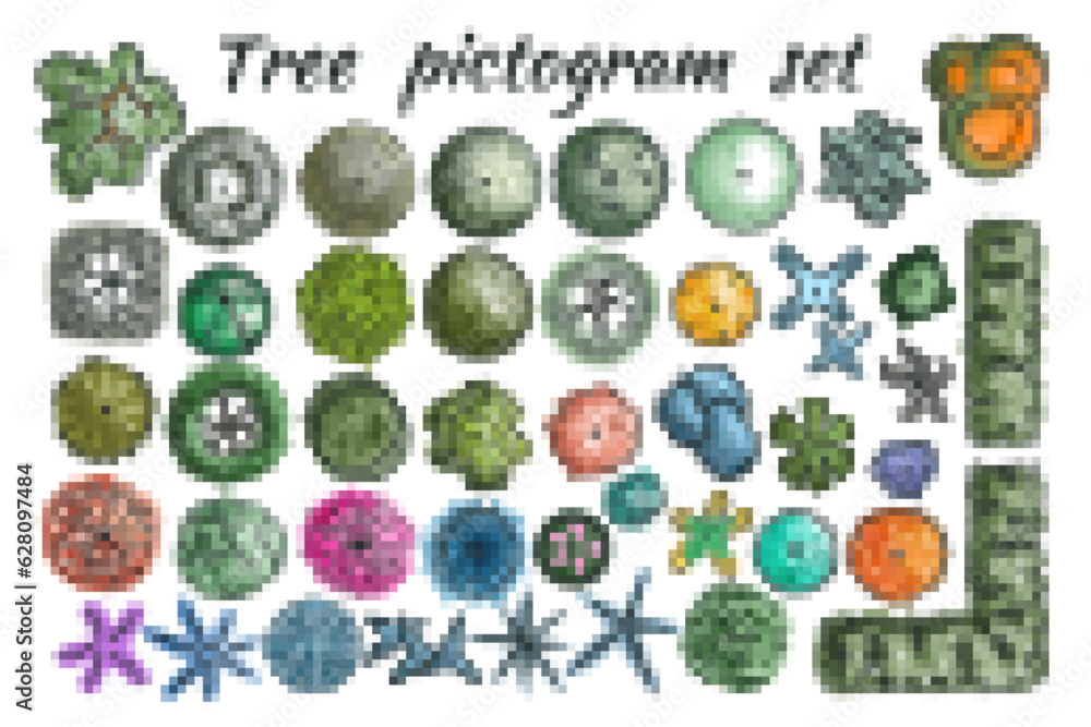 tree pictograms in color for design vector Stock Vector | Adobe Stock