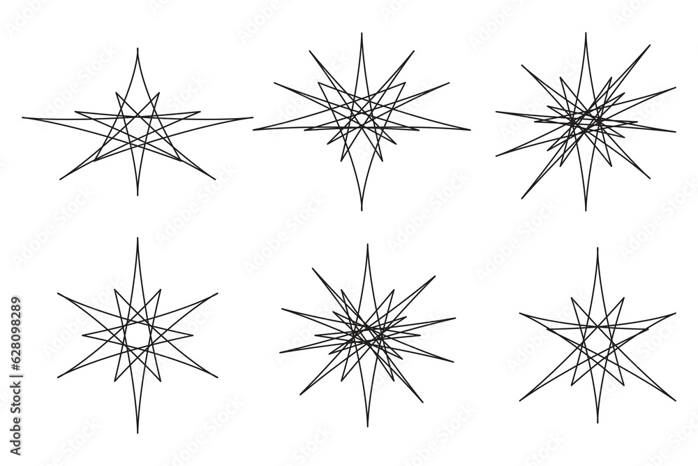 Abstract line star rotating explosion vortex vector illustration. Sharp ...