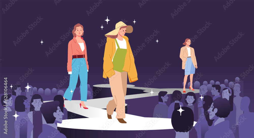 Fashion models showing represent new clothes outfit trendy modern ...