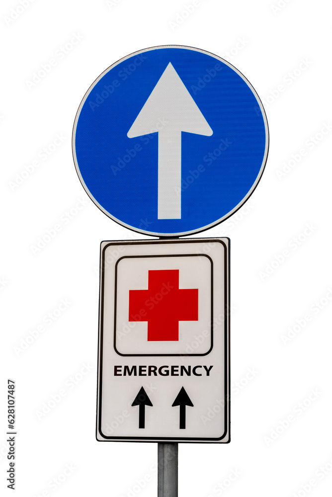 Italy -June 15, 2023: Traffic sign with red cross to indicate direction ...