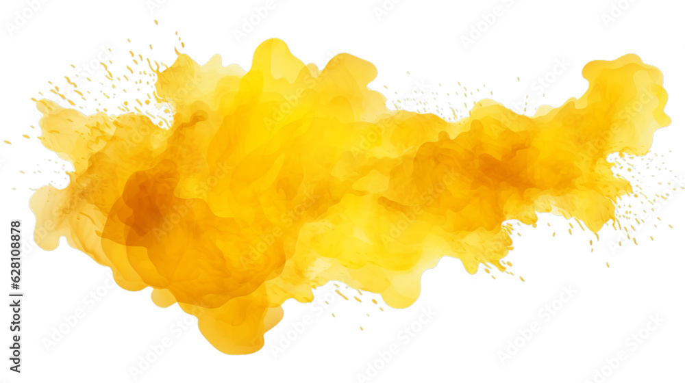 Abstract yellow color painting illustration - watercolor splashes or ...